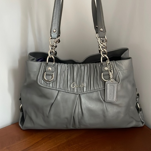 Coach | Bags | Coach Grey Leather Shoulder Bag | Poshmark